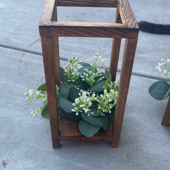Accents | Rustic Wooden Lantern With Greenery | Poshmark